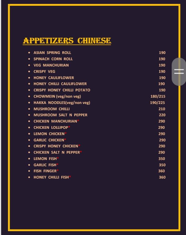 Menu at The Hawk, Patiala