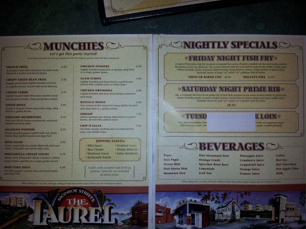 Menu at The Laurel Tavern pub & bar, Madison