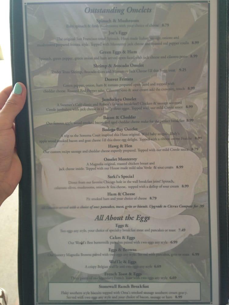 Menu at The Magnolia Pancake Haus restaurant, San Antonio, 606 Embassy ...