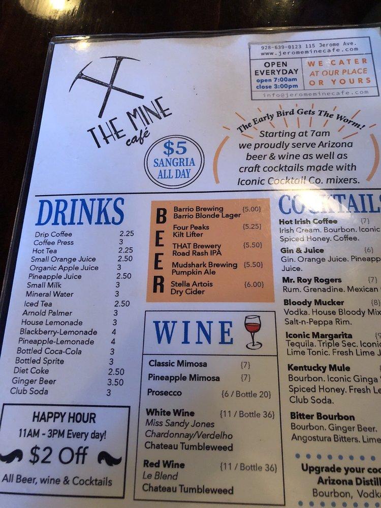 Menu at The Mine Café cafe, Jerome