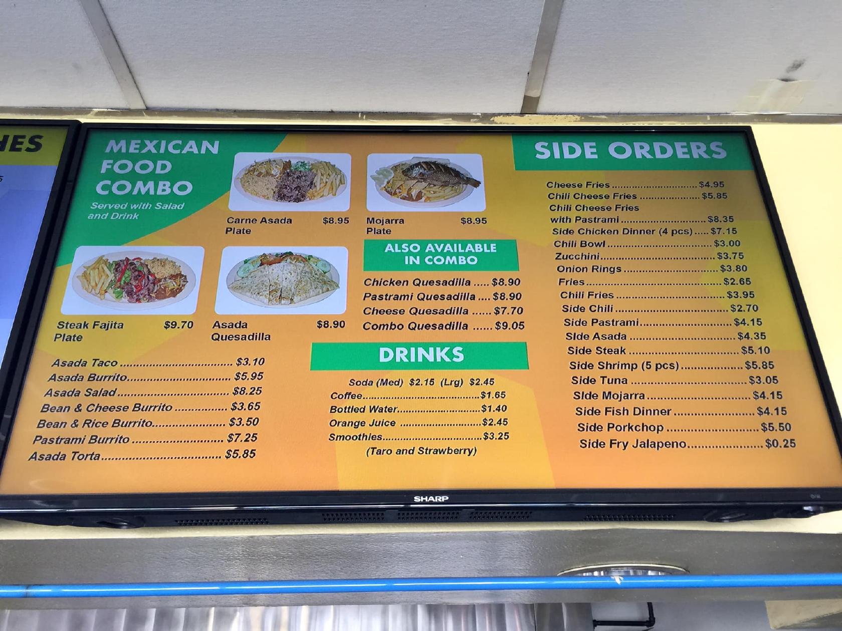 Menu at Tom's Jr. Burger fast food, Los Angeles, Daly St # 108