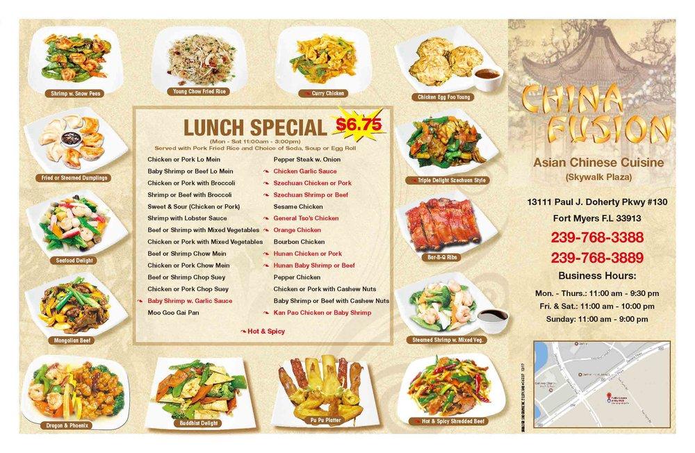 Menu at China Fusion restaurant, Fort Myers