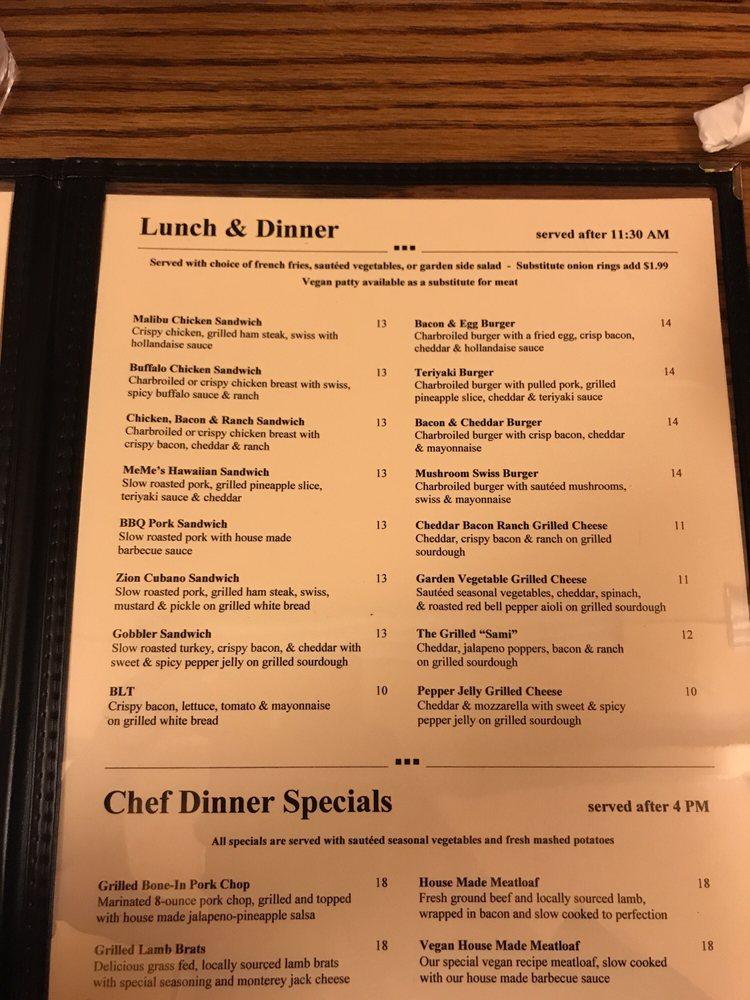 Menu at MeMe's Café cafe, Springdale