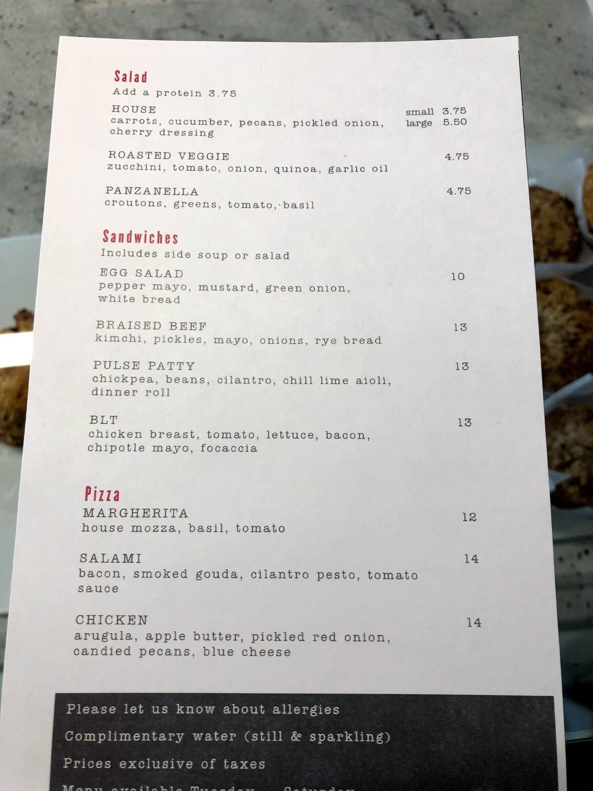 Menu at Craft Services by Crave: MacKenzie Art Gallery Café, Regina