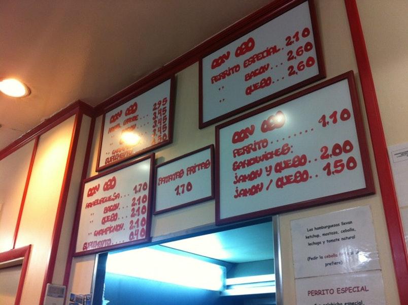 Carta del restaurante Hamburguesería Don Oso, Madrid, Calle Donoso ...