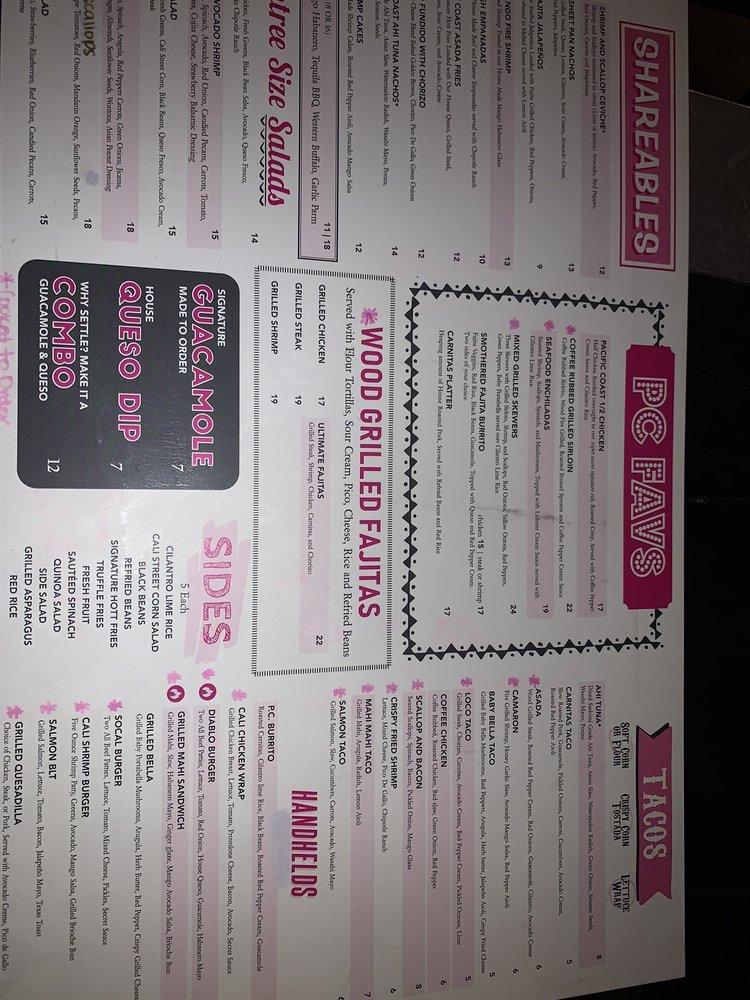 Menu at Pink Cactus pub & bar, Charlotte