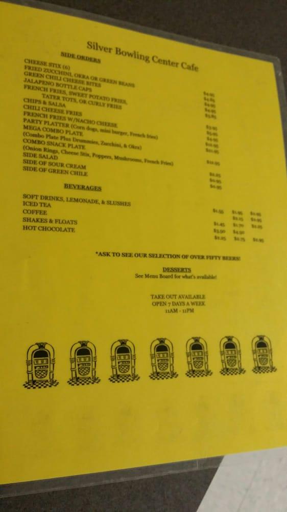 Menu at Silver Bowling Center pub & bar, Silver City