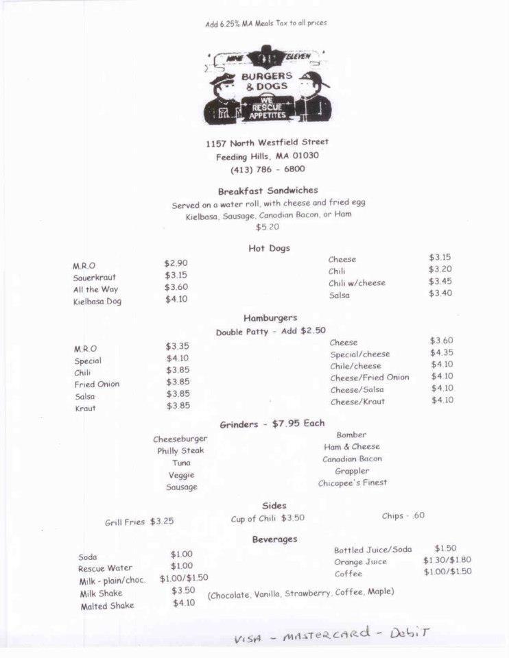 Menu at 911 Burgers & Dogs fast food, Agawam