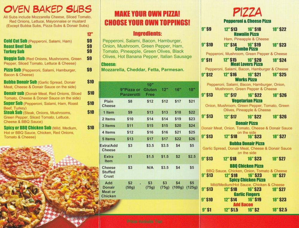 Menu at A-1 Pizza Port Hawkesbury pizzeria, Port Hawkesbury