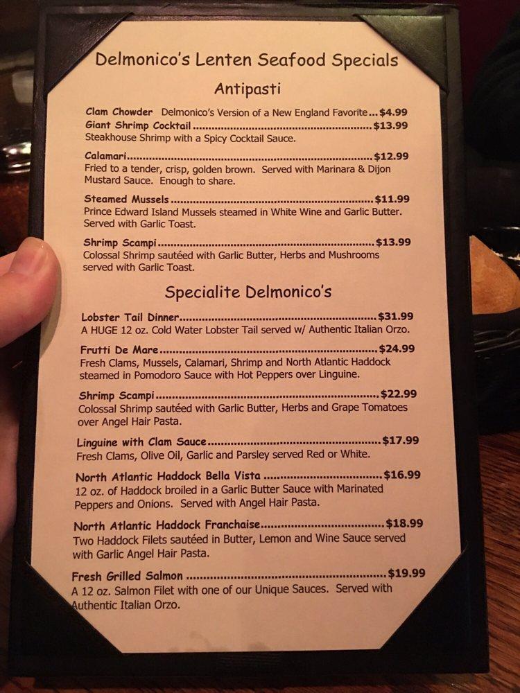 Menu at Delmonico's Italian Steakhouse, Albany