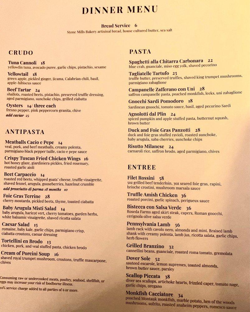 Menu at Marta Fine Food and Spirits pub & bar, Baltimore