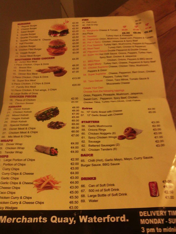 Menu at Pizza Dome pizzeria, Waterford