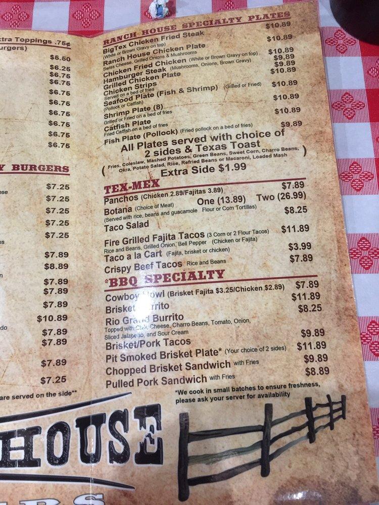 Menu at RUSTIC RANCH RESTAURANT, Weslaco
