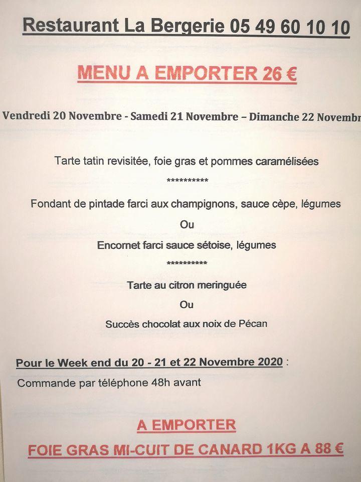 Menu au Restaurant La Bergerie Nieuil L'Espoir, Nieuil-l'Espoir
