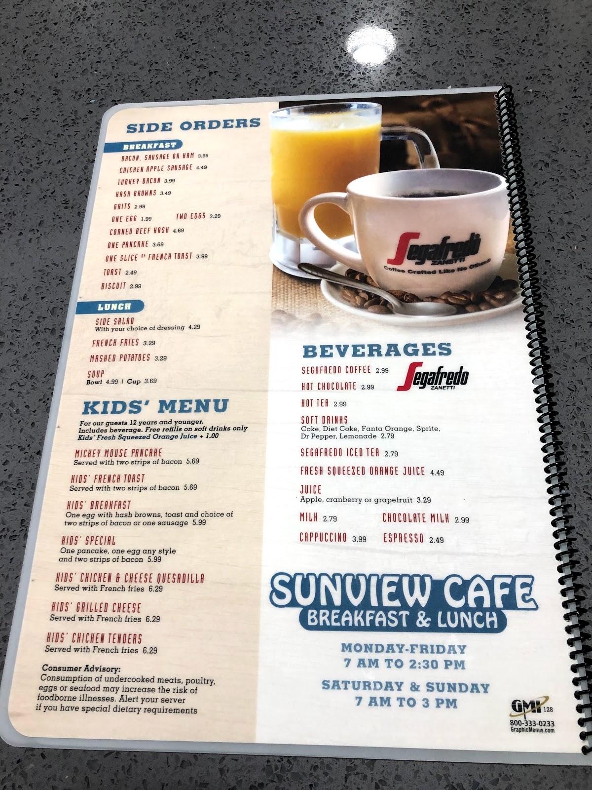 Menu at Sunview Cafe, The Colony, State Hwy 121 Ste 120