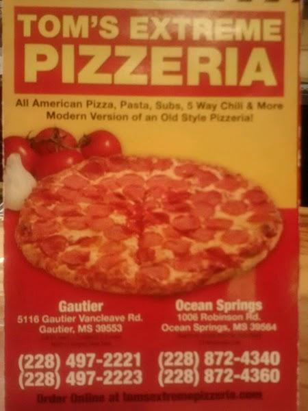 Menu at Tom’s Extreme Pizzeria LLC, Ocean Springs