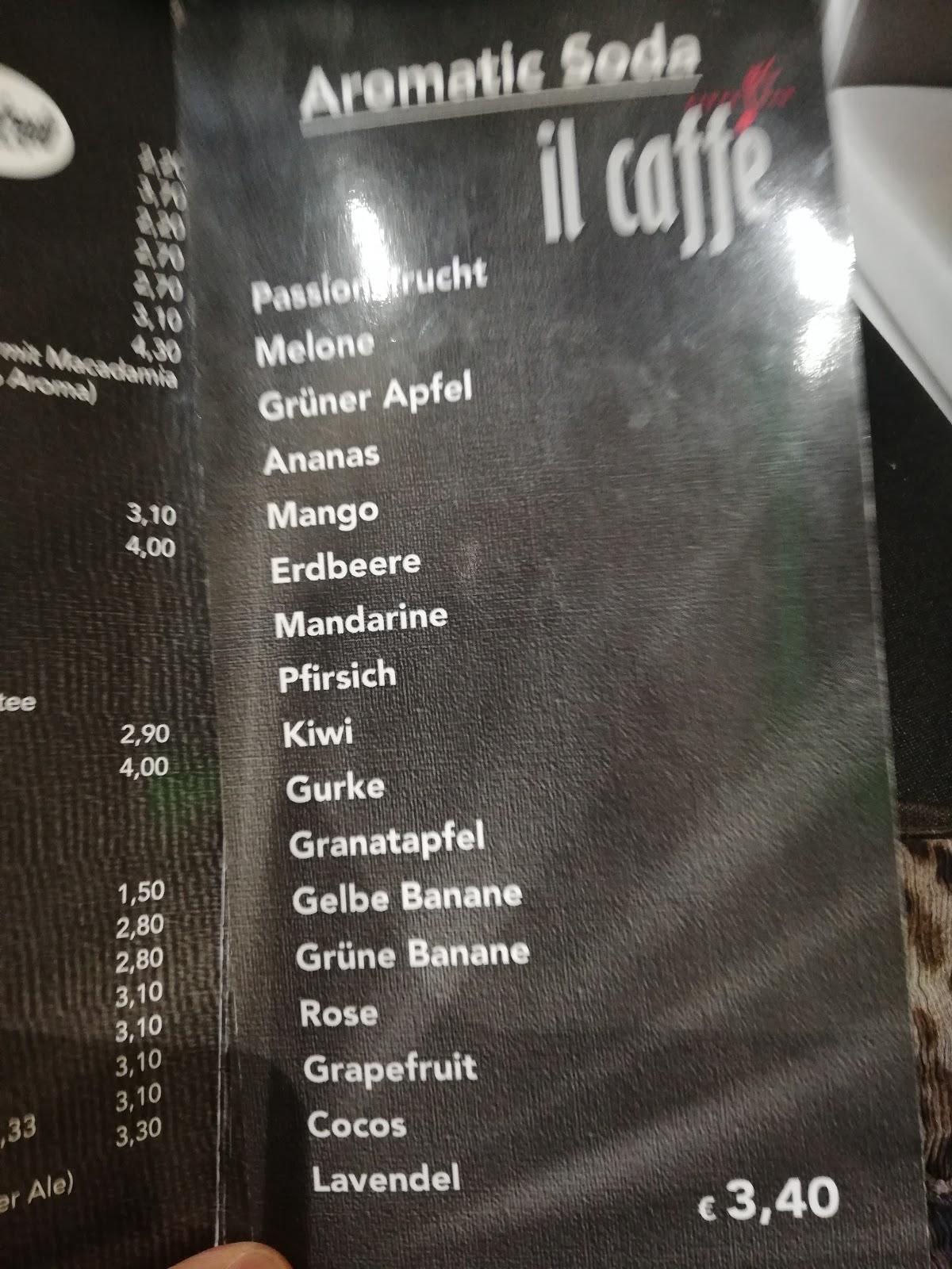 Menu at il caffe cafe, Klagenfurt
