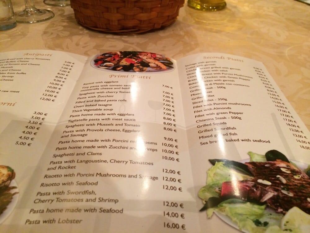 Menu at Il Ritrovo restaurant, Positano