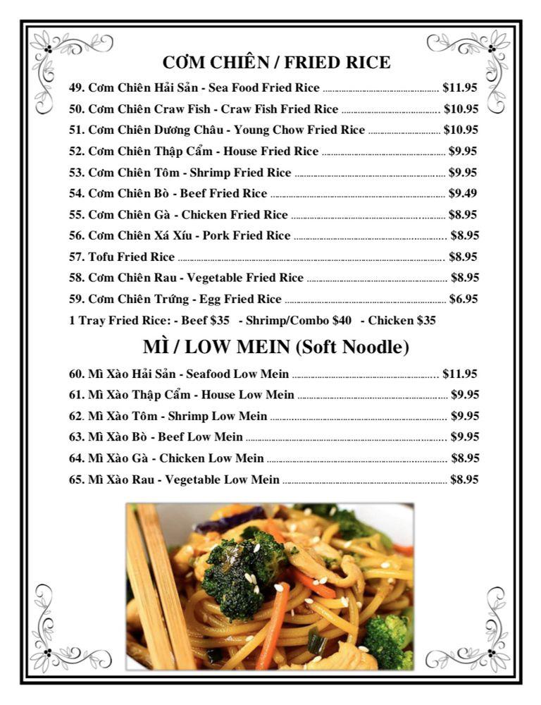 Menu at Pho KC restaurant, Wichita