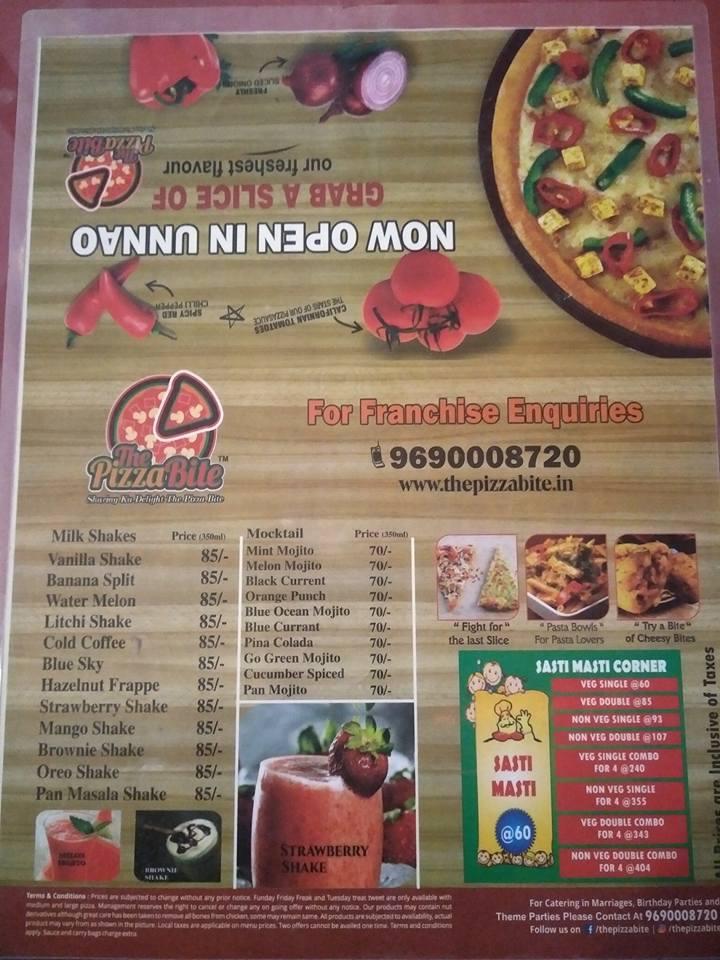 Menu at The Pizza Bite, Unnao