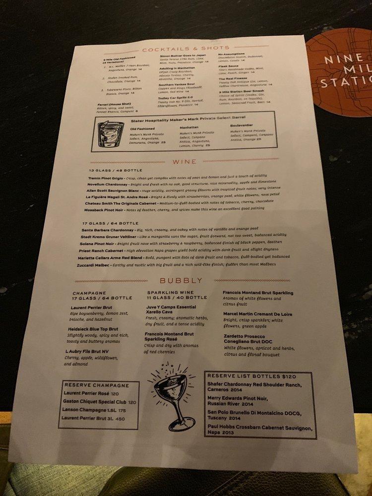 Menu at 9 Mile Station pub & bar, Atlanta, Ponce City Market