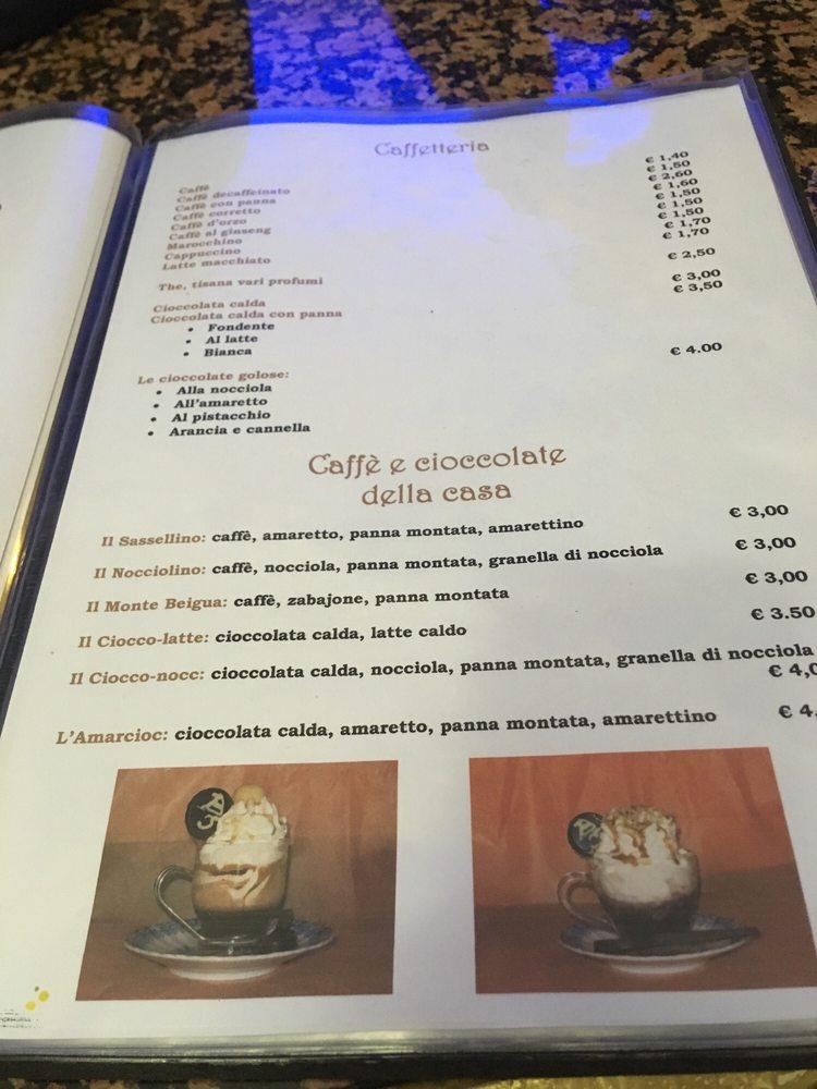 Menu at BAR Jole, Sassello