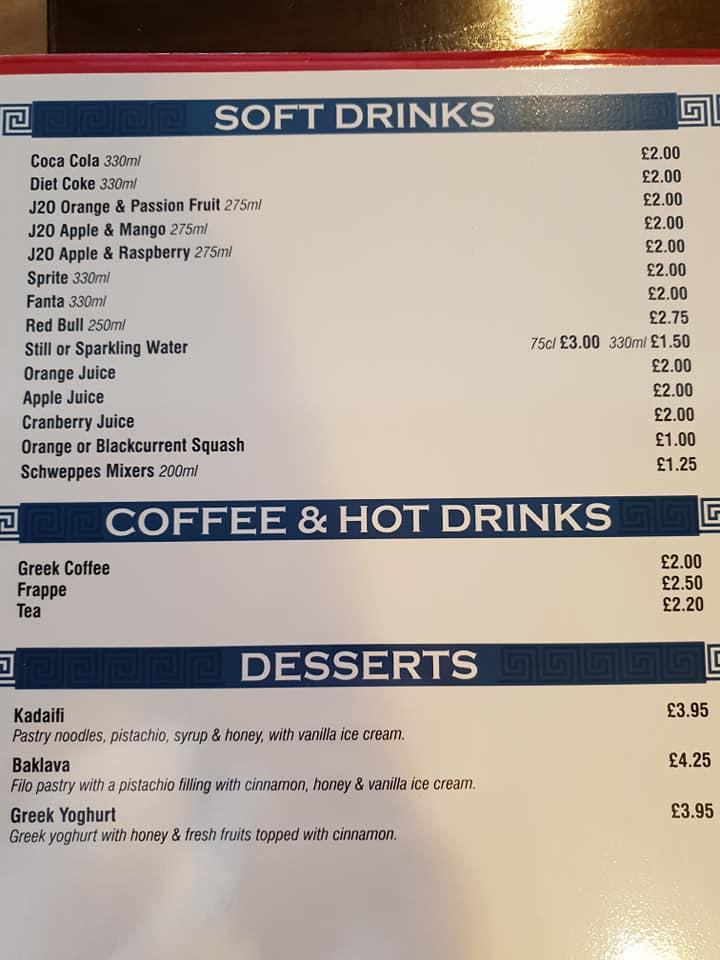 Menu at Delicious Greek Yeeros restaurant, Northampton