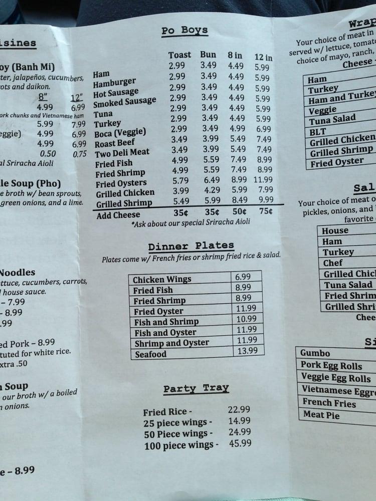 Menu at Eat-Well Food Mart restaurant, New Orleans, Canal St