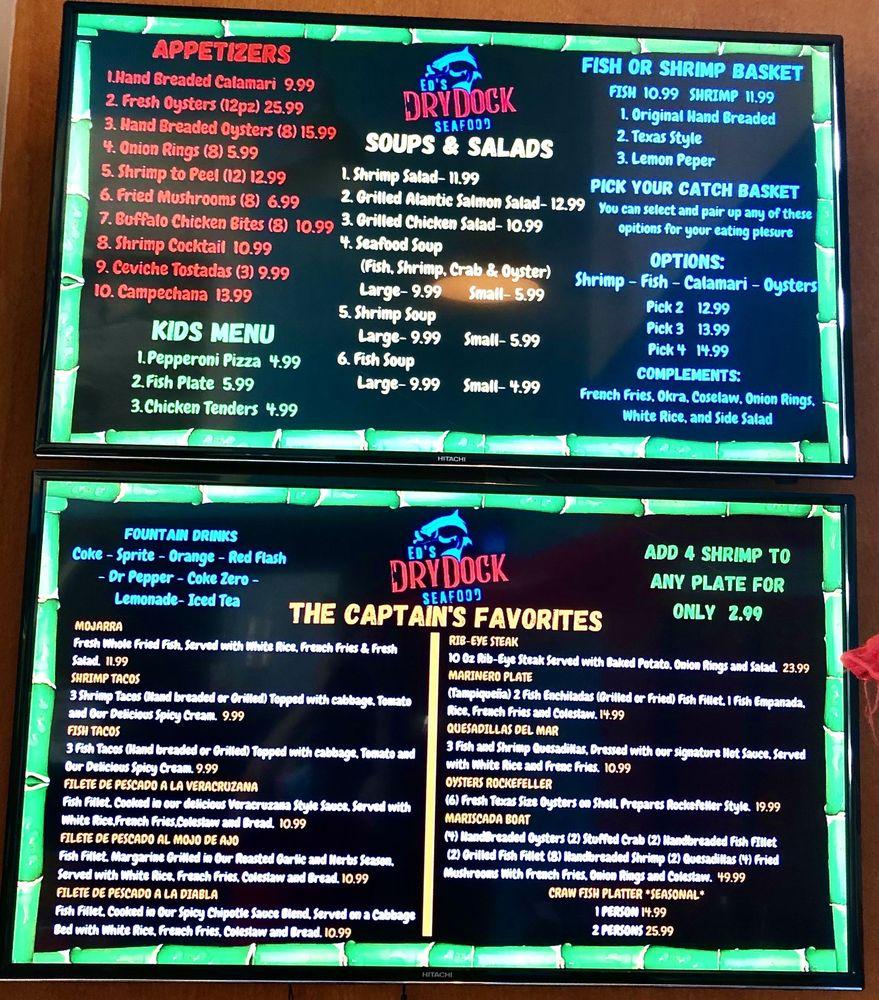 Menu at Ed's Dry Dock Sea Food pub & bar, Laredo