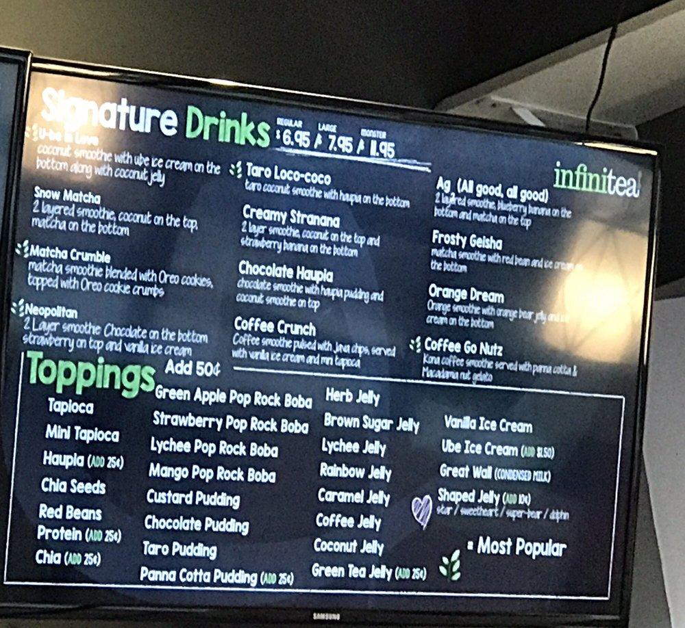 Menu at Infinitea pub & bar, Kapolei