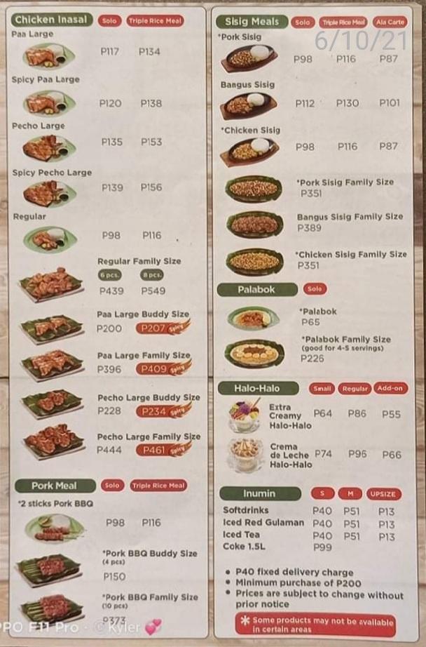 Menu at MI Cordon, Isabela restaurant, Cordon
