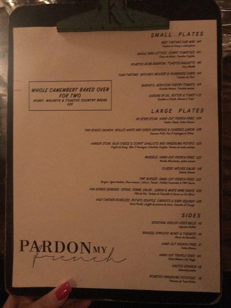 Menu at PMF Pardon My French pub & bar, New York City