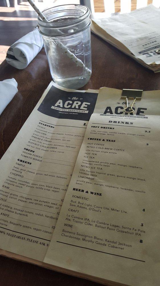 Menu at The Acre restaurant, Albuquerque