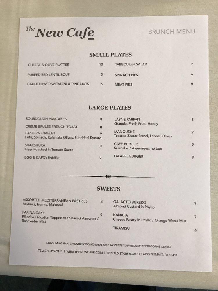 Menu at The Cafe at Greystone Gardens, Clarks Summit