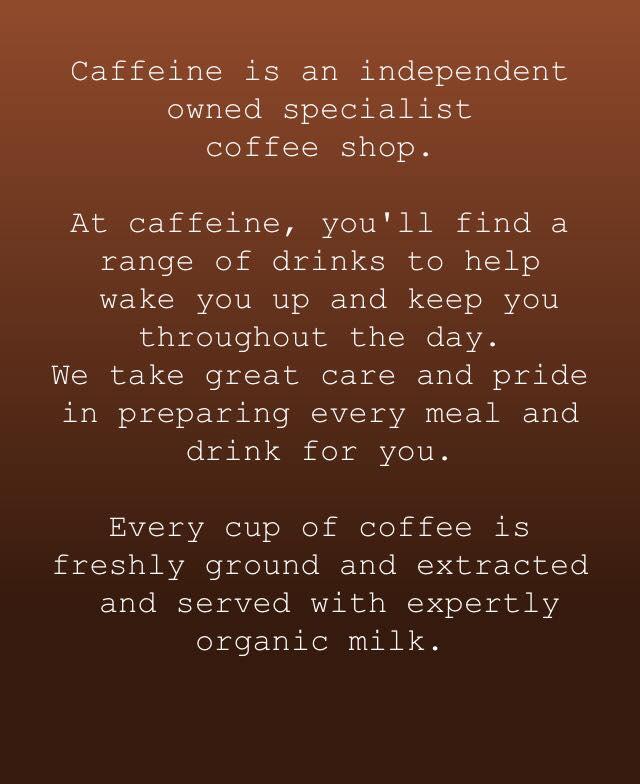 Menu at Caffeine Cafe and Bar, London