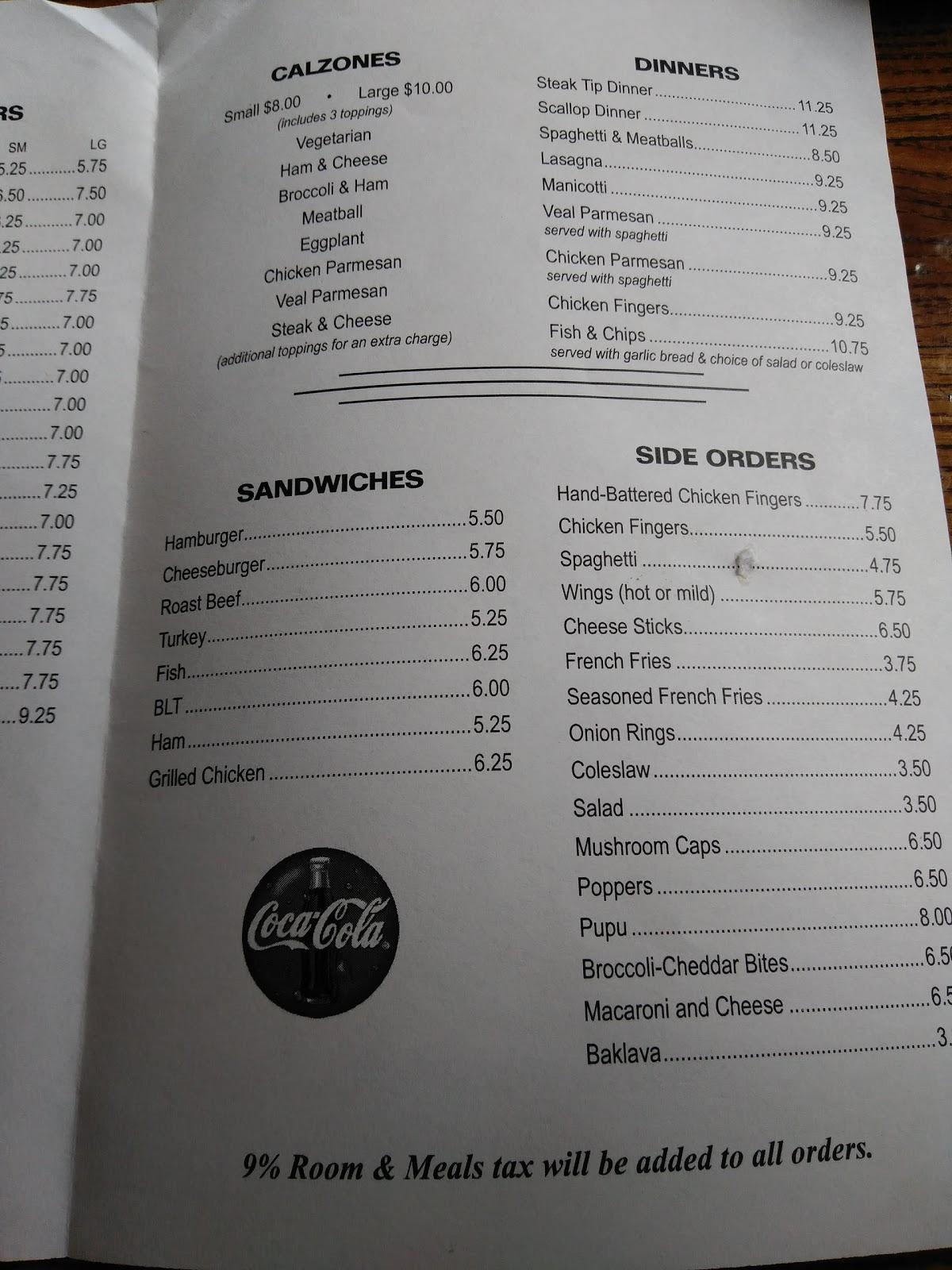 Menu at Al's Village Pizza pizzeria, Franklin