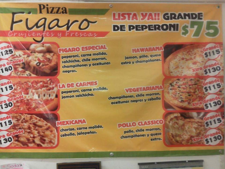 Menu at Pizza Figaro pizzeria, Puerto Peñasco