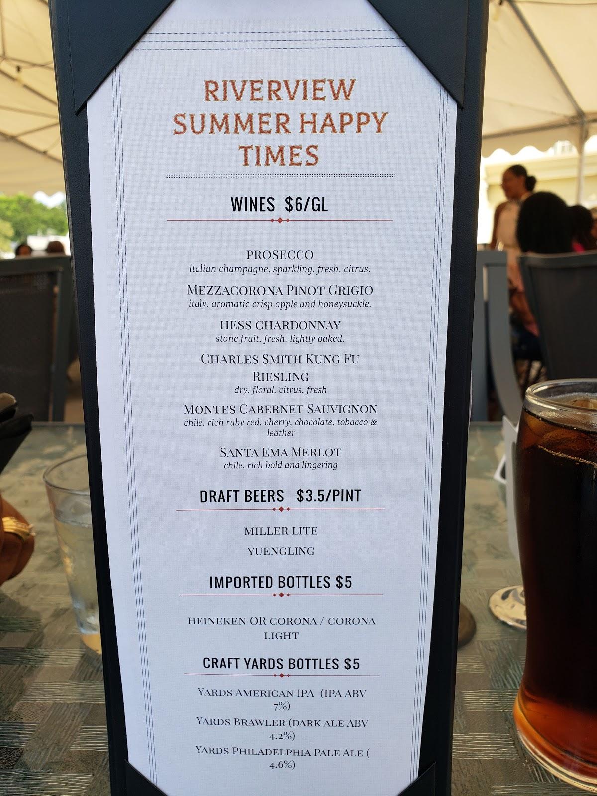 Menu at Riverview Restaurant & Bar, Burlington