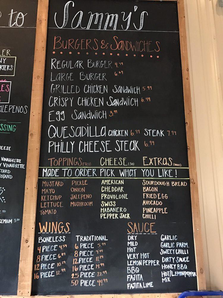 Menu at Sammy's Burgers & Brew pub & bar, Beeville
