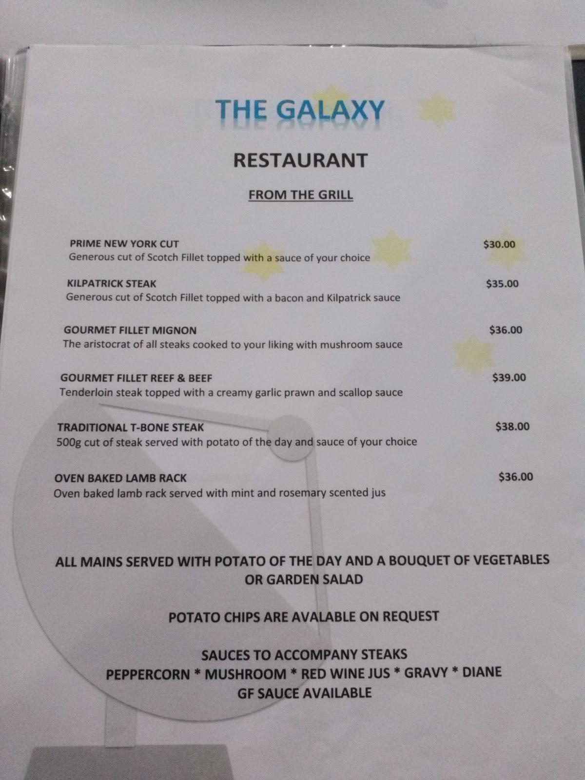 Menu at Astro Dish Restaurant, Parkes