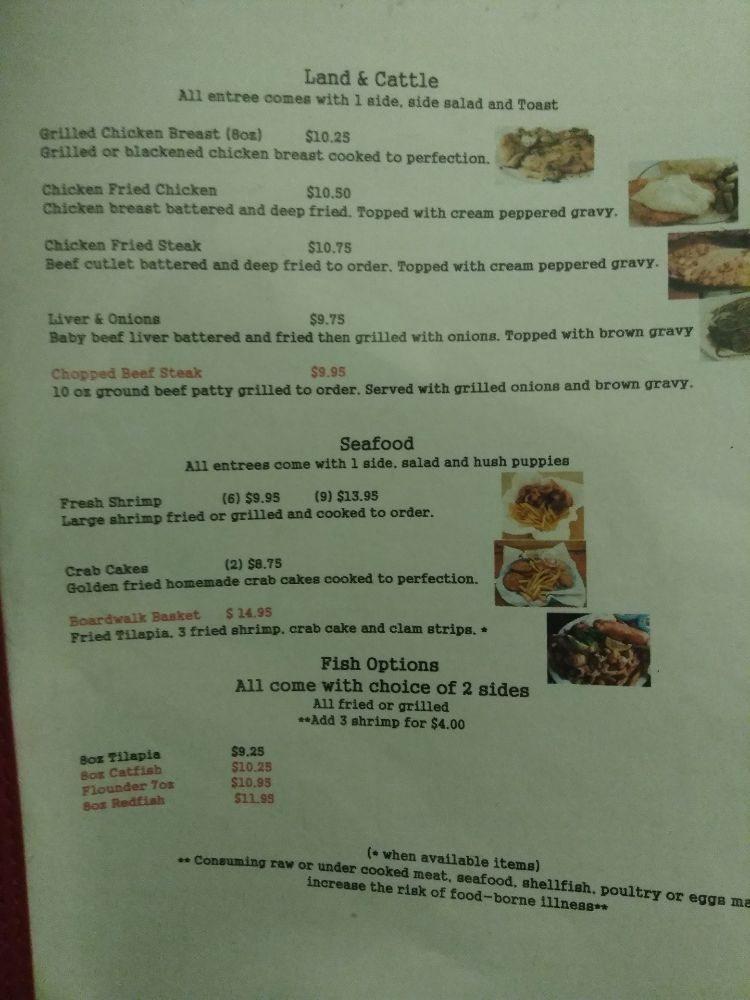 Menu at Boardwalk Cafe, Corpus Christi