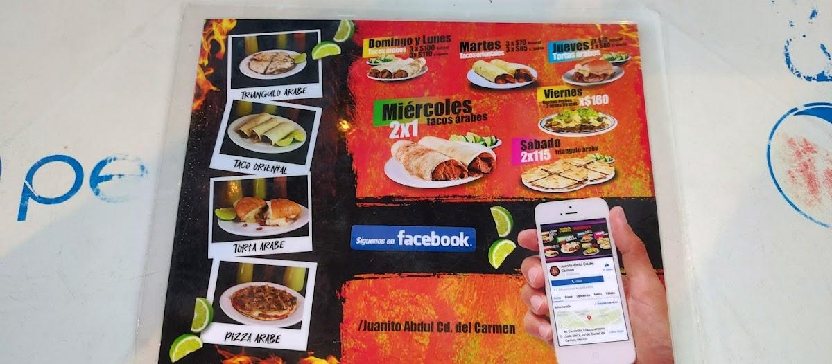 Menu at Juanito Abdul suc. Concordia restaurant, Ciudad del Carmen