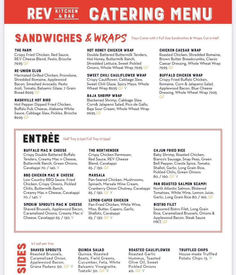Menu at REV Kitchen & Bar, Beverly, 45 Enon St #1