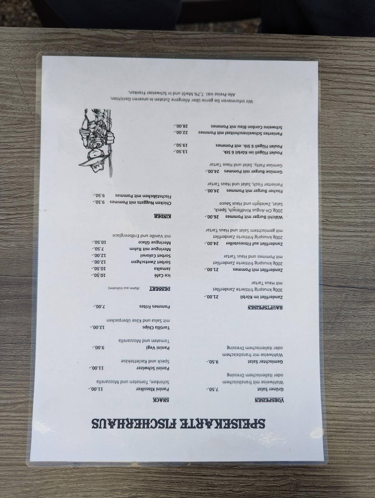 Speisekarte von Rest. Fischerhaus Grenchen, Grenchen
