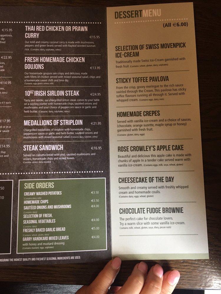 Menu at Salinas Bistro restaurant, Midleton