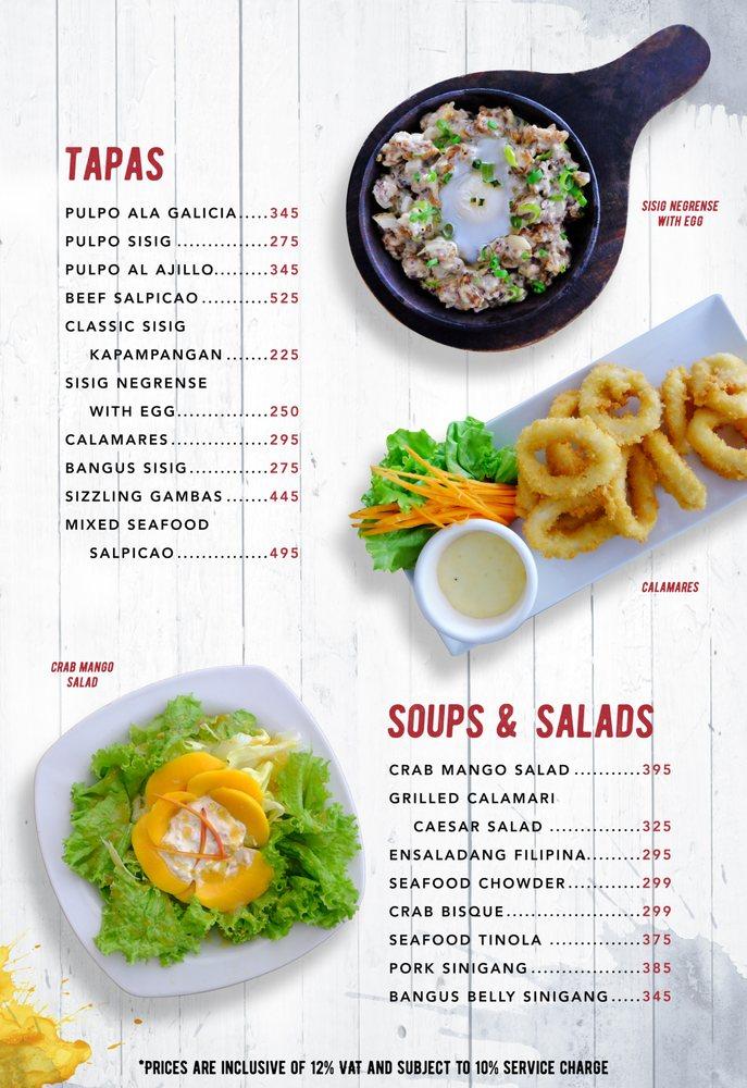 Menu at The Red Crab Alimango House restaurant, El Nido