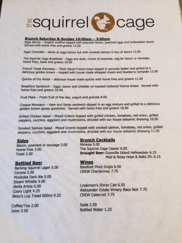 Menu at The Squirrel Cage restaurant, Windsor