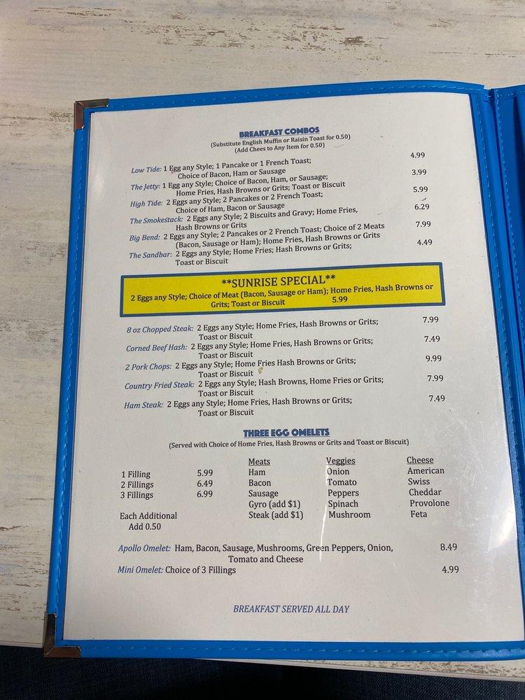 Menu at Apollo Beach Diner restaurant, Apollo Beach
