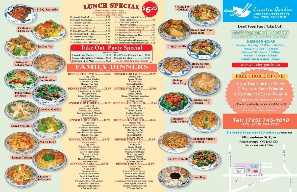 Menu at Country Garden restaurant, Peterborough