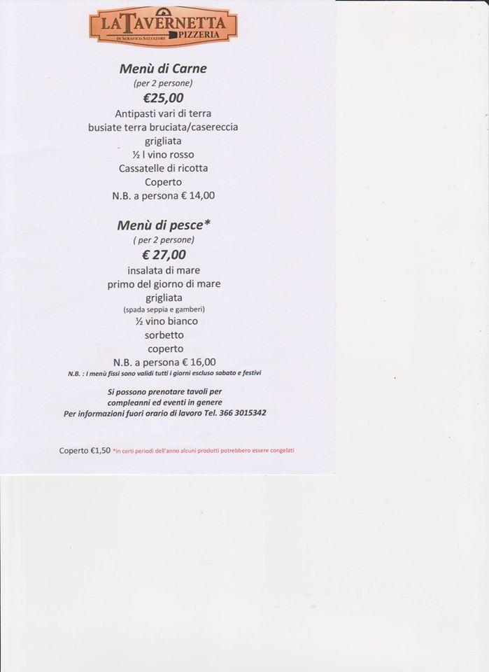 Menu da LA TAVERNETTA ristorante, Trapani